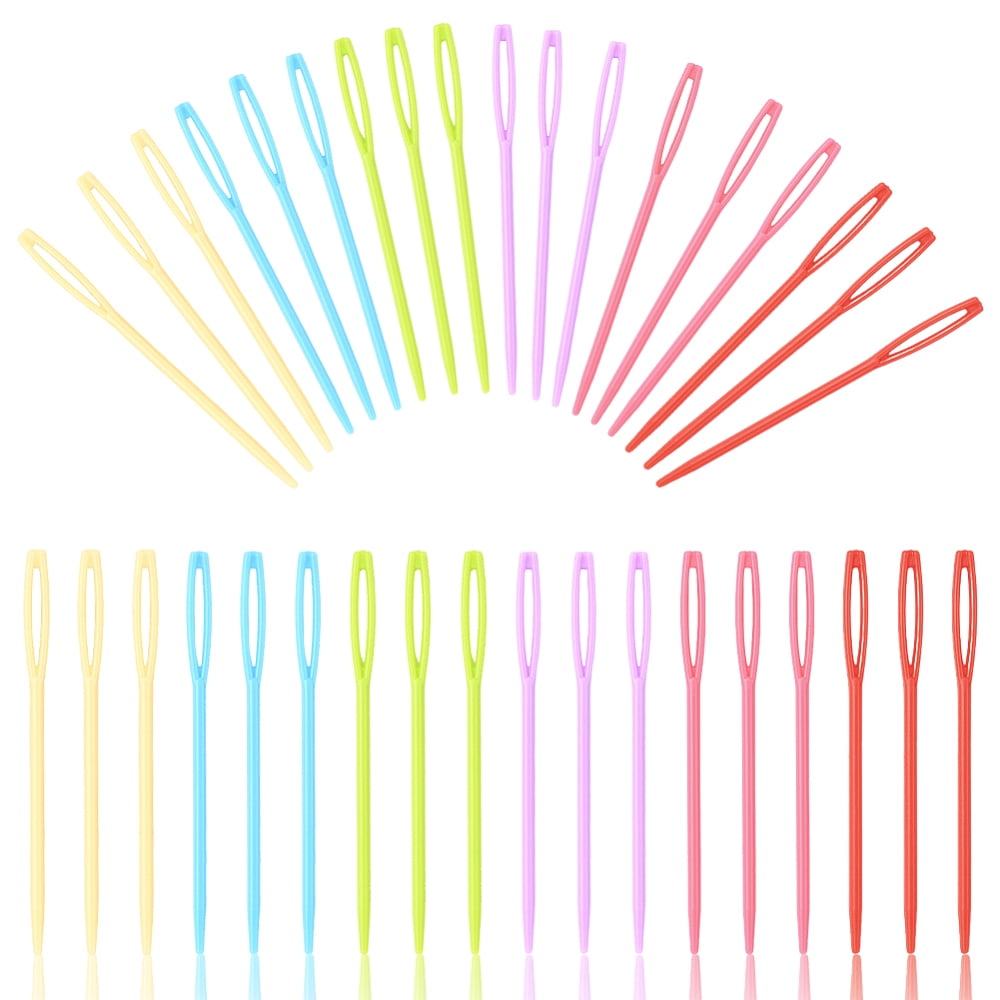 100Pcs Plastic Knit Needles Sewing Knitting Stitch Mixed Color 71x4x3mm ...