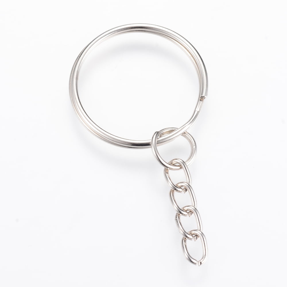 100Pcs Platinum Iron Split Key Rings Keychain Clasp Findings Platinum ...