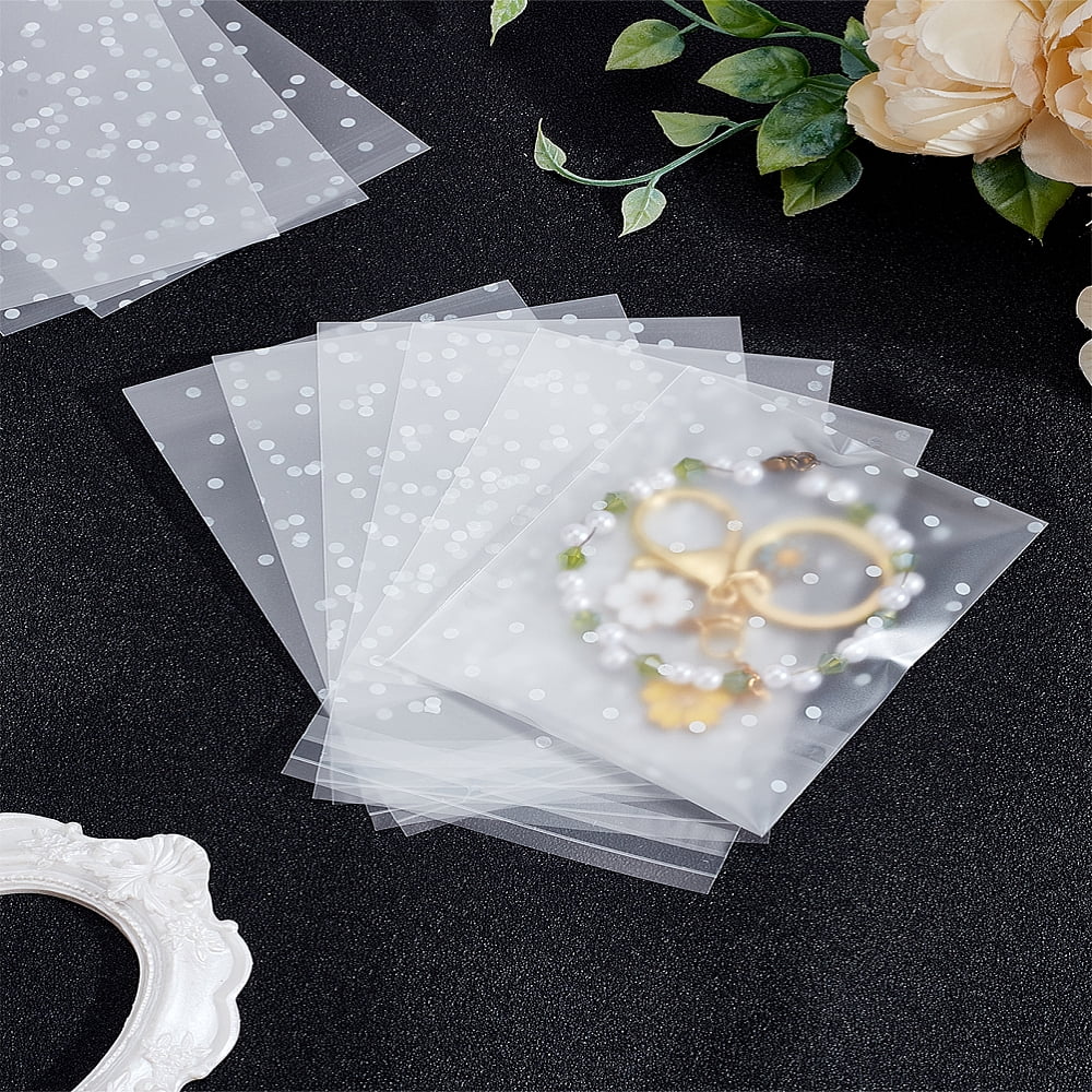 100Pcs Polka Dot Snowflake Treats Bags Rectangle Printed OPP Top Self ...