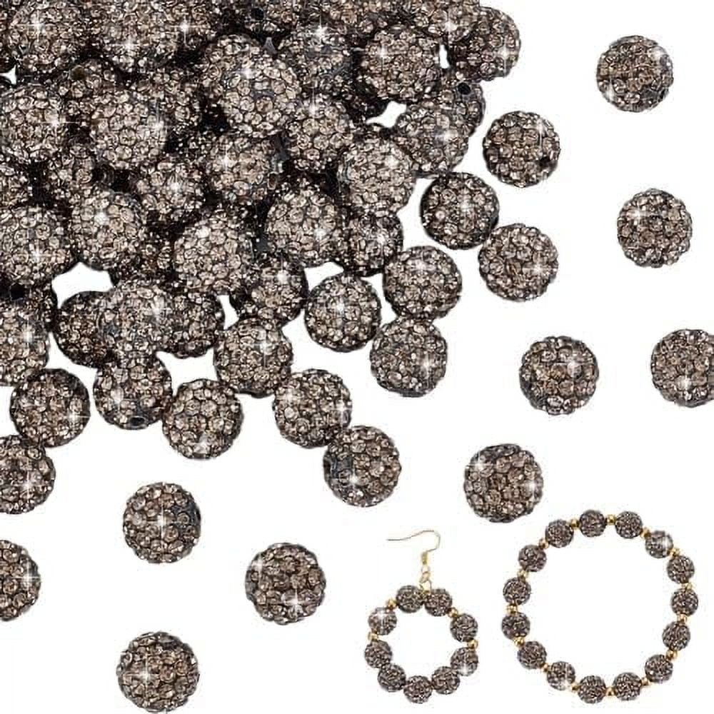 100Pcs Polymer Clay Rhinestone Beads Pave Disco Ball Beads Grade A Round Black Diamond 10mm Hole ...