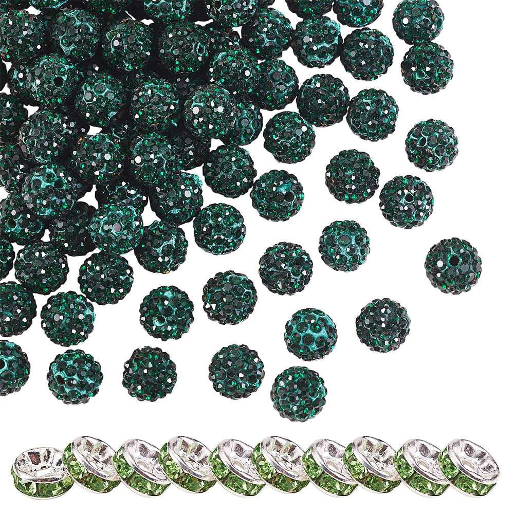 100Pcs Polymer Clay Rhinestone Round Beads with 10Pcs Brass Rhinestone ...