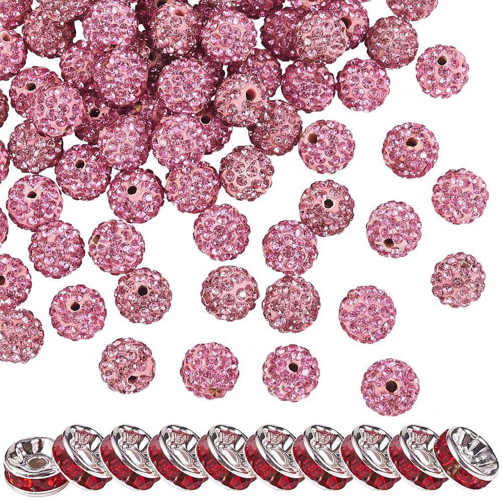 100Pcs Polymer Clay Rhinestone Round Beads with 10Pcs Brass Rhinestone ...
