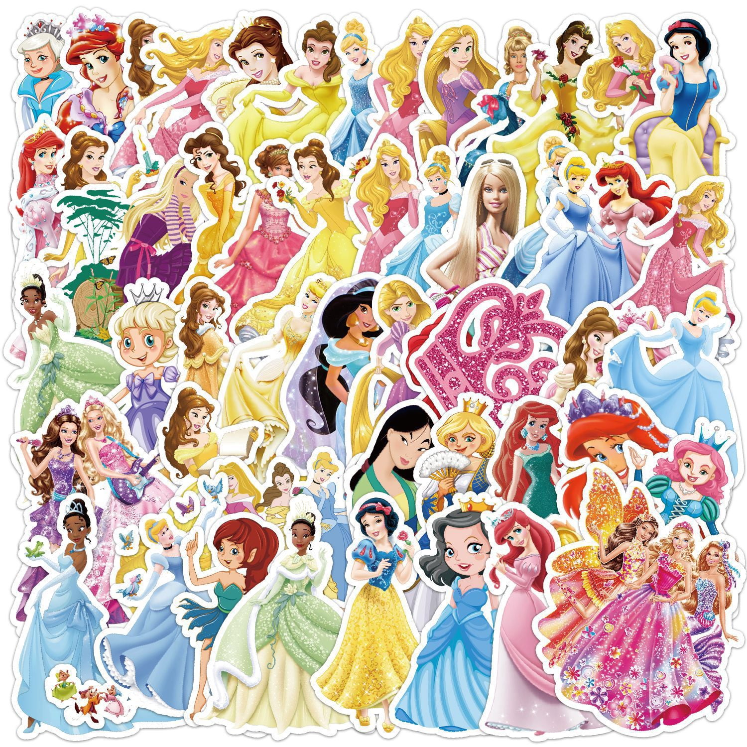 100Pcs Princess Stickers Laptop Bedroom Wardrobe Car Skateboard Bicycle ...