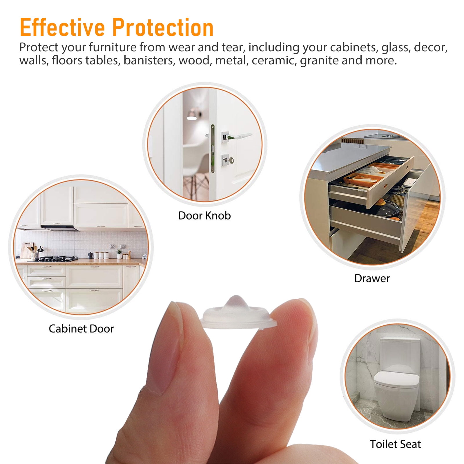 100Pcs Protector Cabinet Door Bumpers, Clear Adhesive Bumper Pads ...