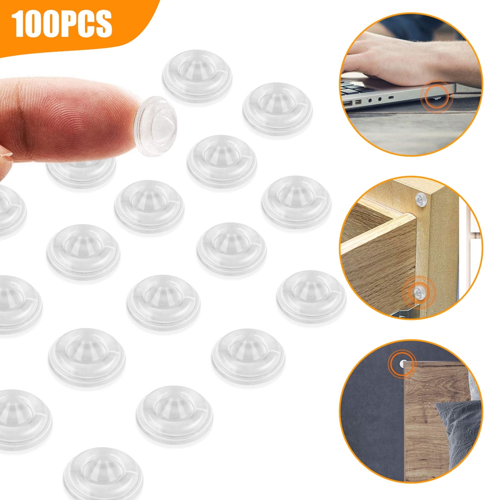 100Pcs Protector Cabinet Door Bumpers, Clear Adhesive Bumper Pads ...