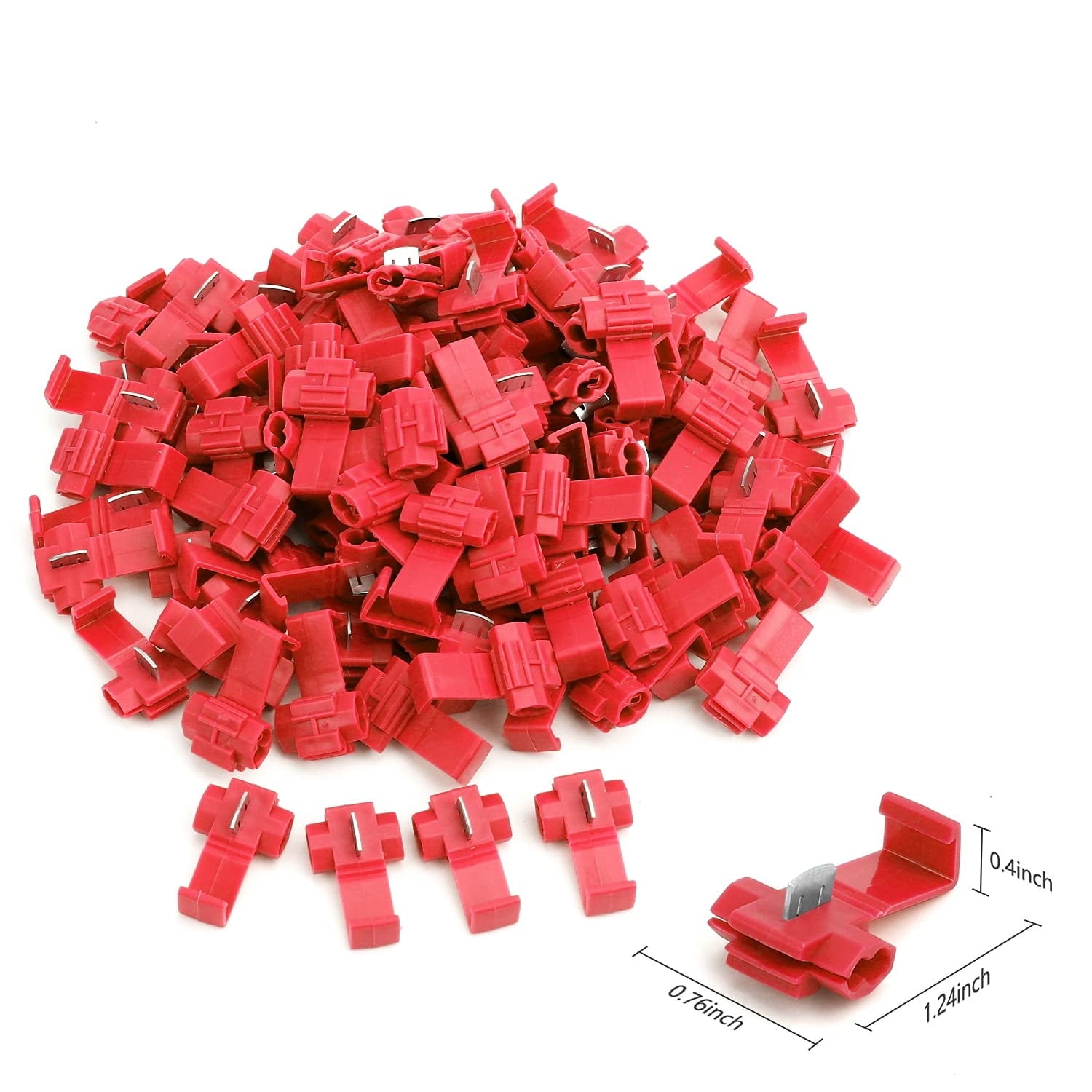 100Pcs Quick Terminals, Cable Connectors, Red AWG 22-18 - Walmart.com