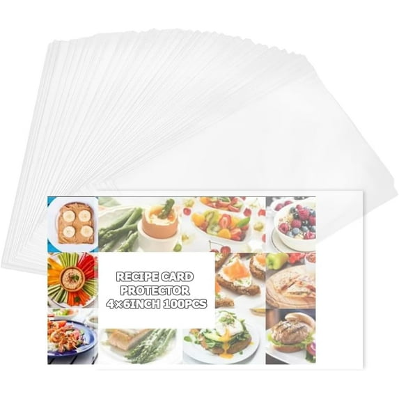 100Pcs Recipe Card Protectors 4x6 Inch Index Cards Sleeves Protect ...