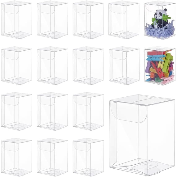 100Pcs Rectangle Transparent Plastic PVC Boxes Gift Packaging ...