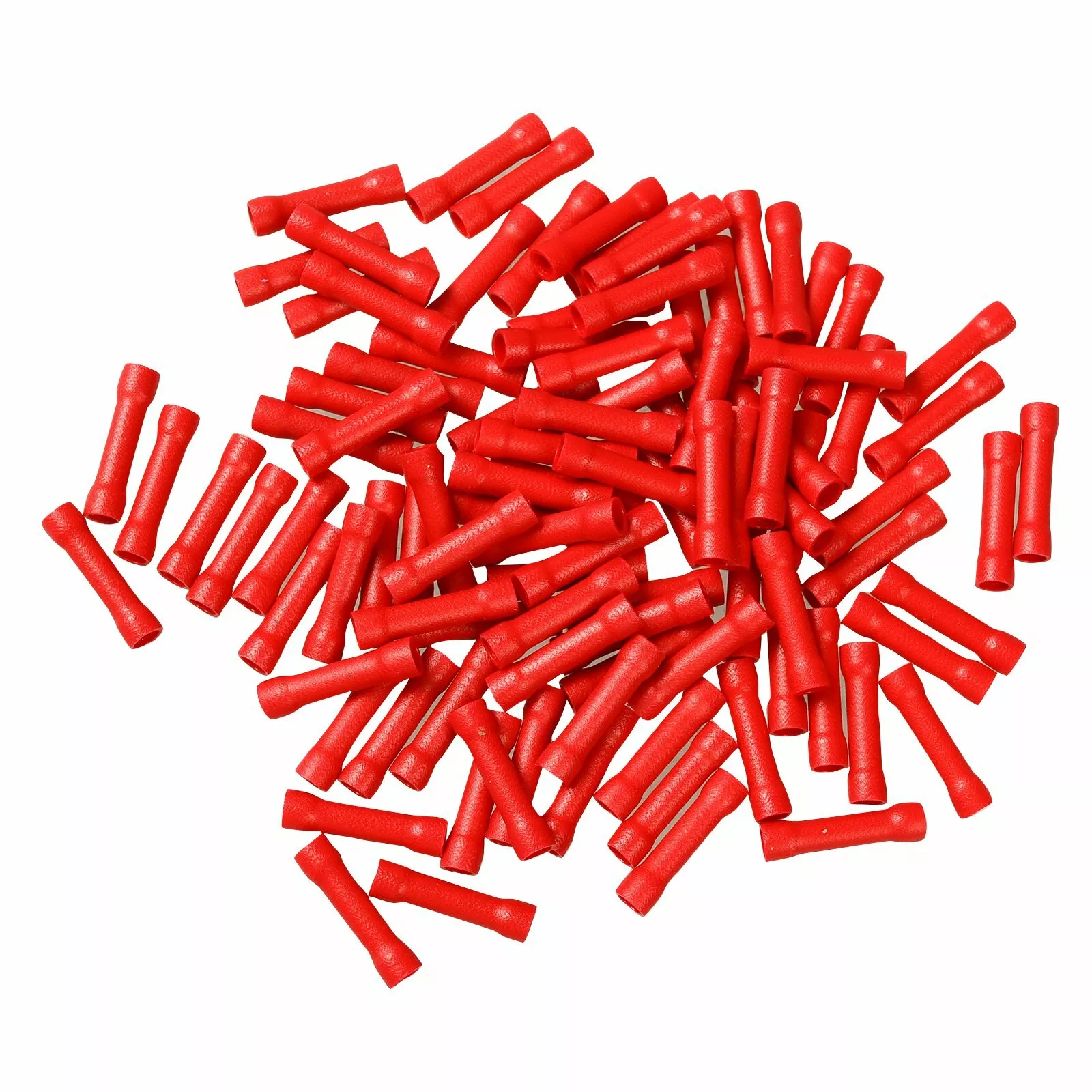 100Pcs Red 22-18 Gauge AWG Ga Wire Butt Connectors Vinyl Car Radio ...