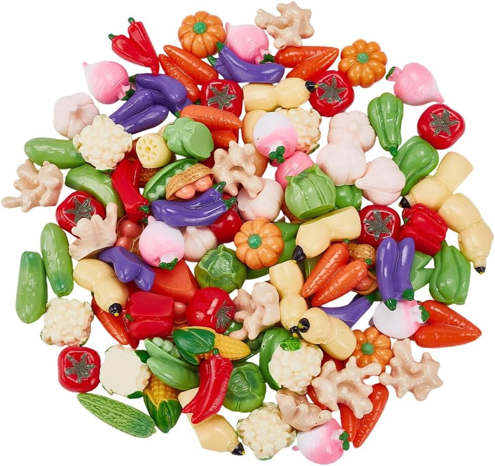100Pcs Resin Artificial Vegetable Miniature Vegetables Figures Faux ...
