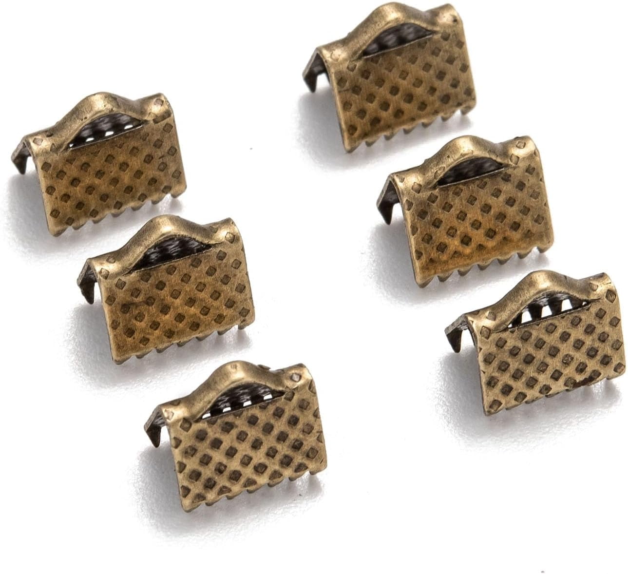 100Pcs Ribbon Crimp Ends Iron Rectangle Ribbon Clamp Crimps with Loop ...