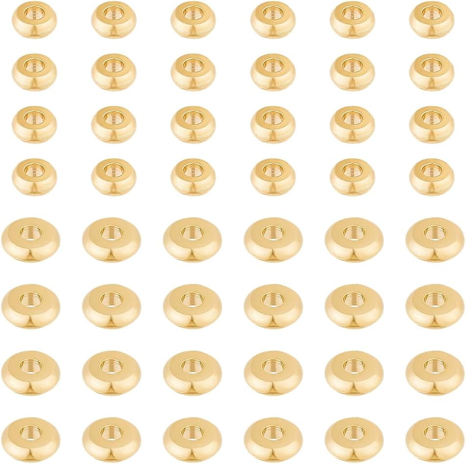 100Pcs Rondelle Spacer Beads 4/6mm Flat Round Loose Beads 24K Gold ...