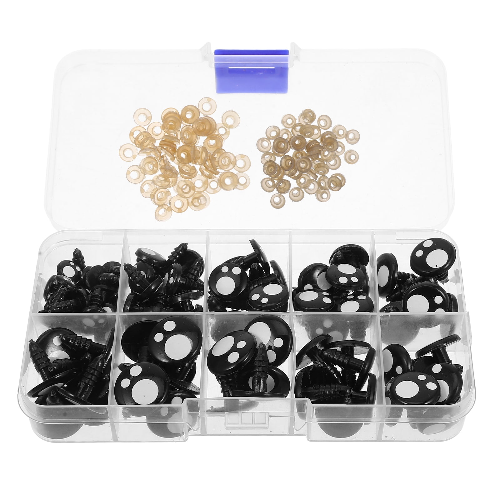 100Pcs Round Black Plastic Doll Eye Resin Felt Eyes and Kawaii Safety ...