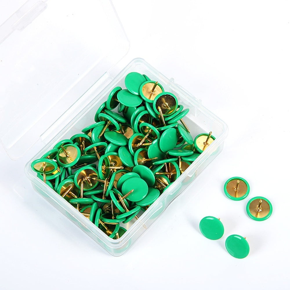 100Pcs Round Head Bulletin Drawing Tacks Point Map Thumb Cork Board Tacks Map Tacks Decorative ...