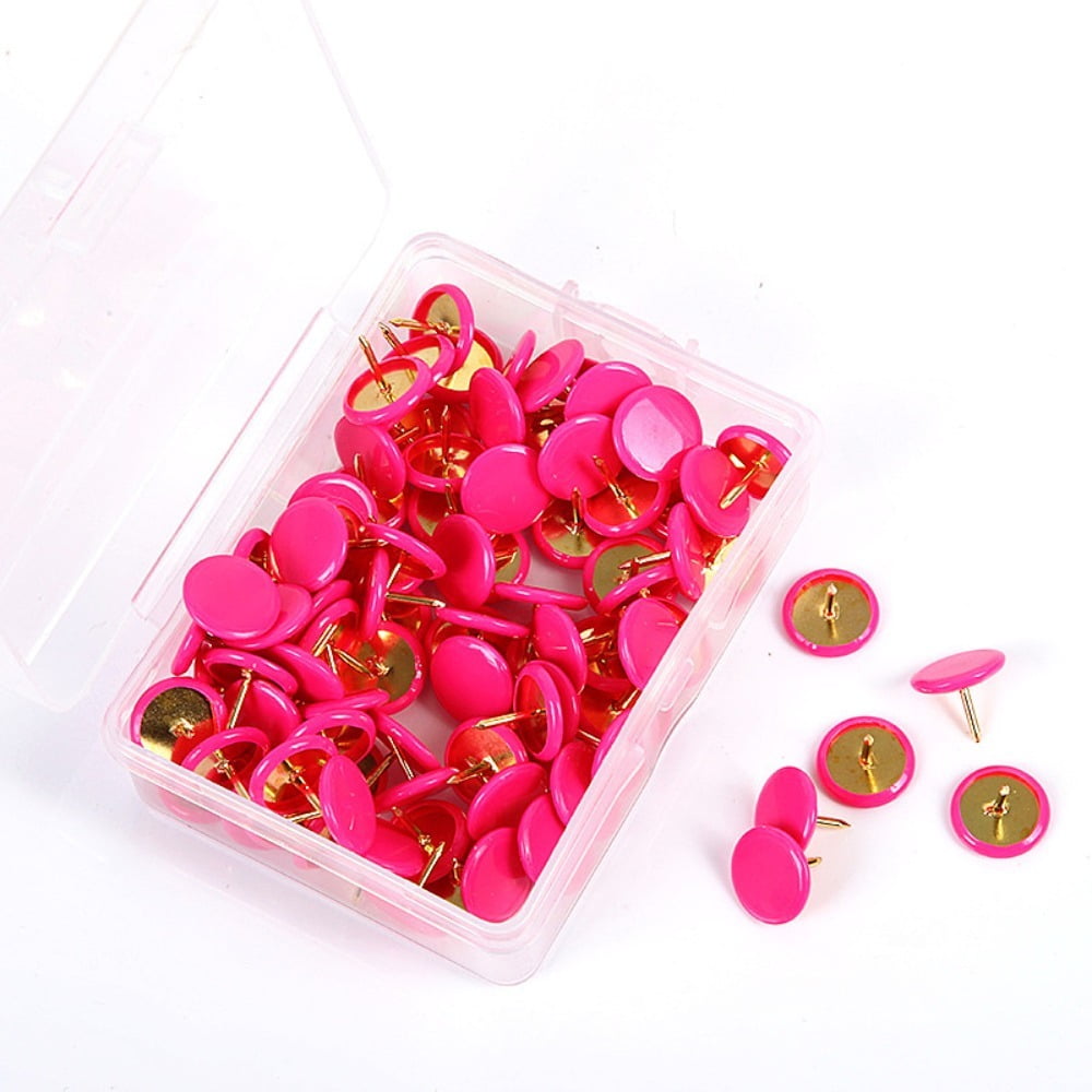 100Pcs Round Head Bulletin Drawing Tacks Point Map Thumb Cork Board ...