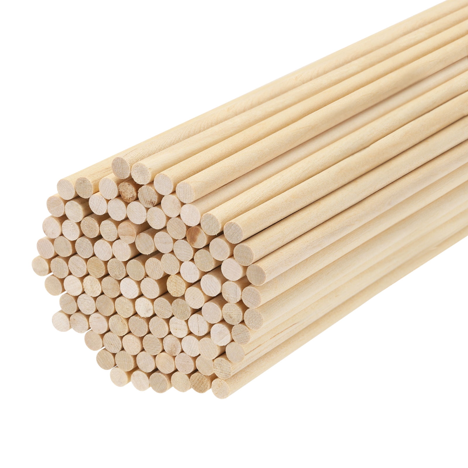 100Pcs Round Wood Sticks 1/3x12" Dowel Rod Unfinished Hardwood Stick ...