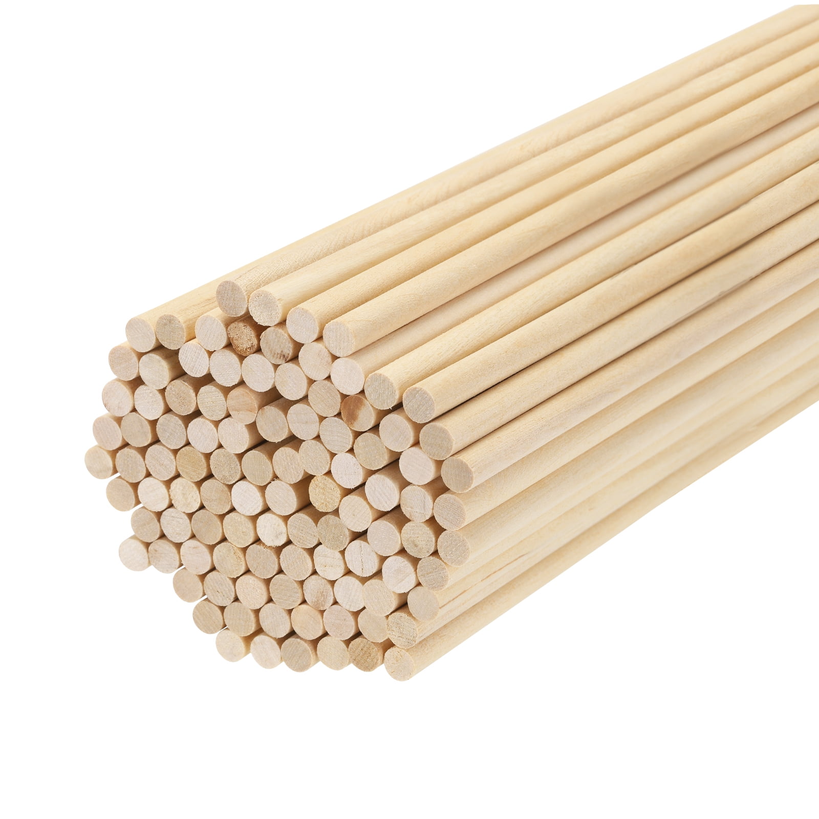 100Pcs Round Wood Sticks 1/4x12" Dowel Rod Unfinished Hardwood Stick ...