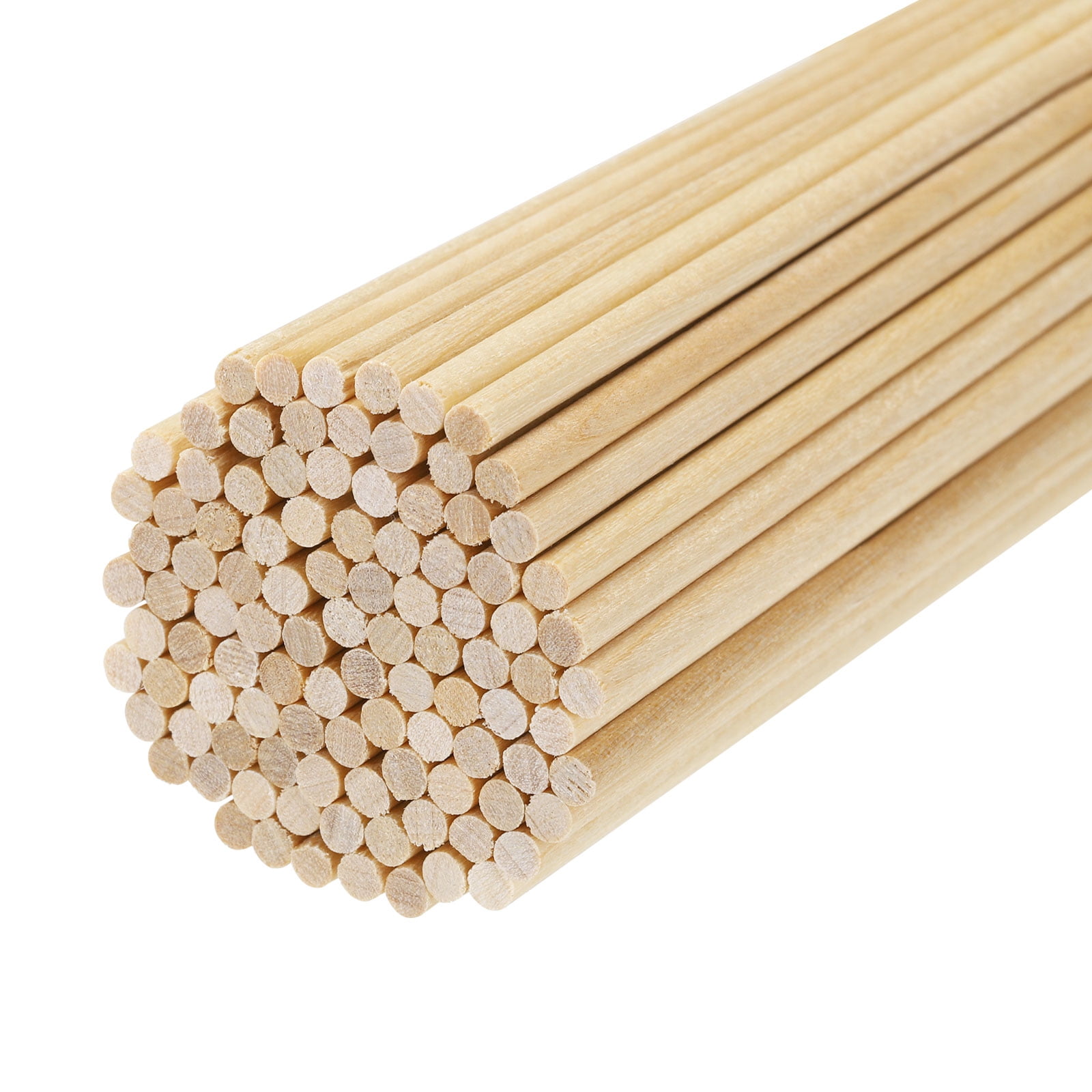 100Pcs Round Wood Sticks 1/7x12" Dowel Rod Unfinished Hardwood Stick ...