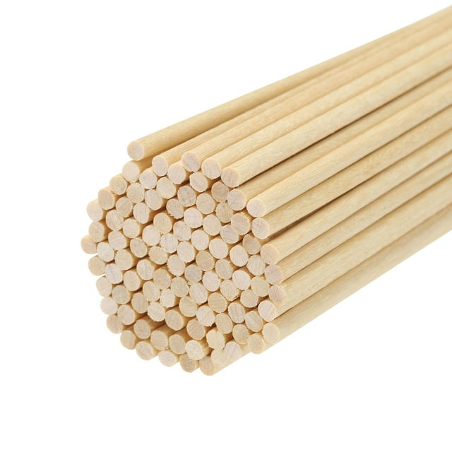 100Pcs Round Wood Sticks 1/8x6" Dowel Rod Unfinished Hardwood Stick ...