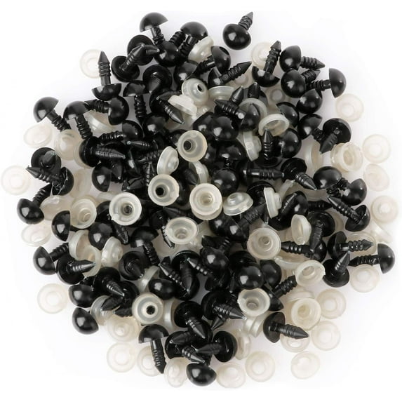 100Pcs Safety Eyes, Black Crafts Safety Eyes Spiral Solid Plastic Eyes ...