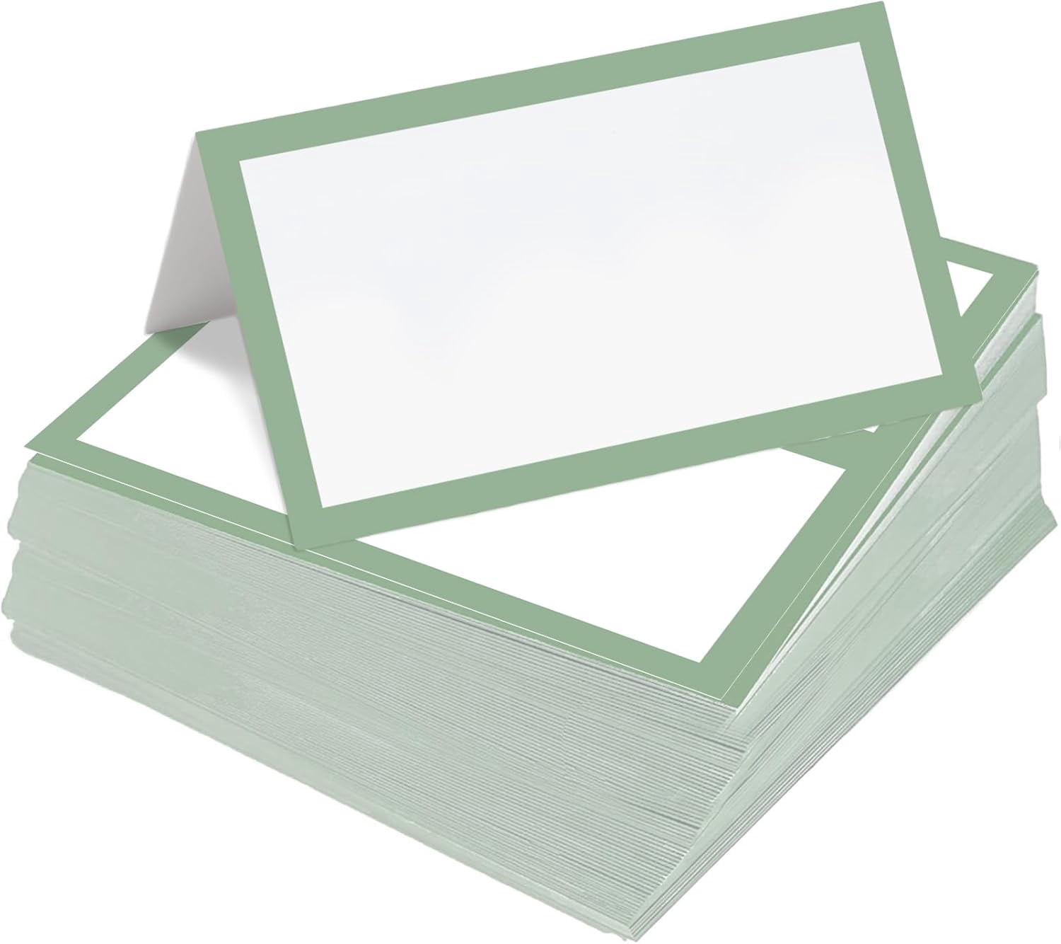 100Pcs Sage Green s 3.5 x 2 Inch White Blank Tented Cards Wedding ...