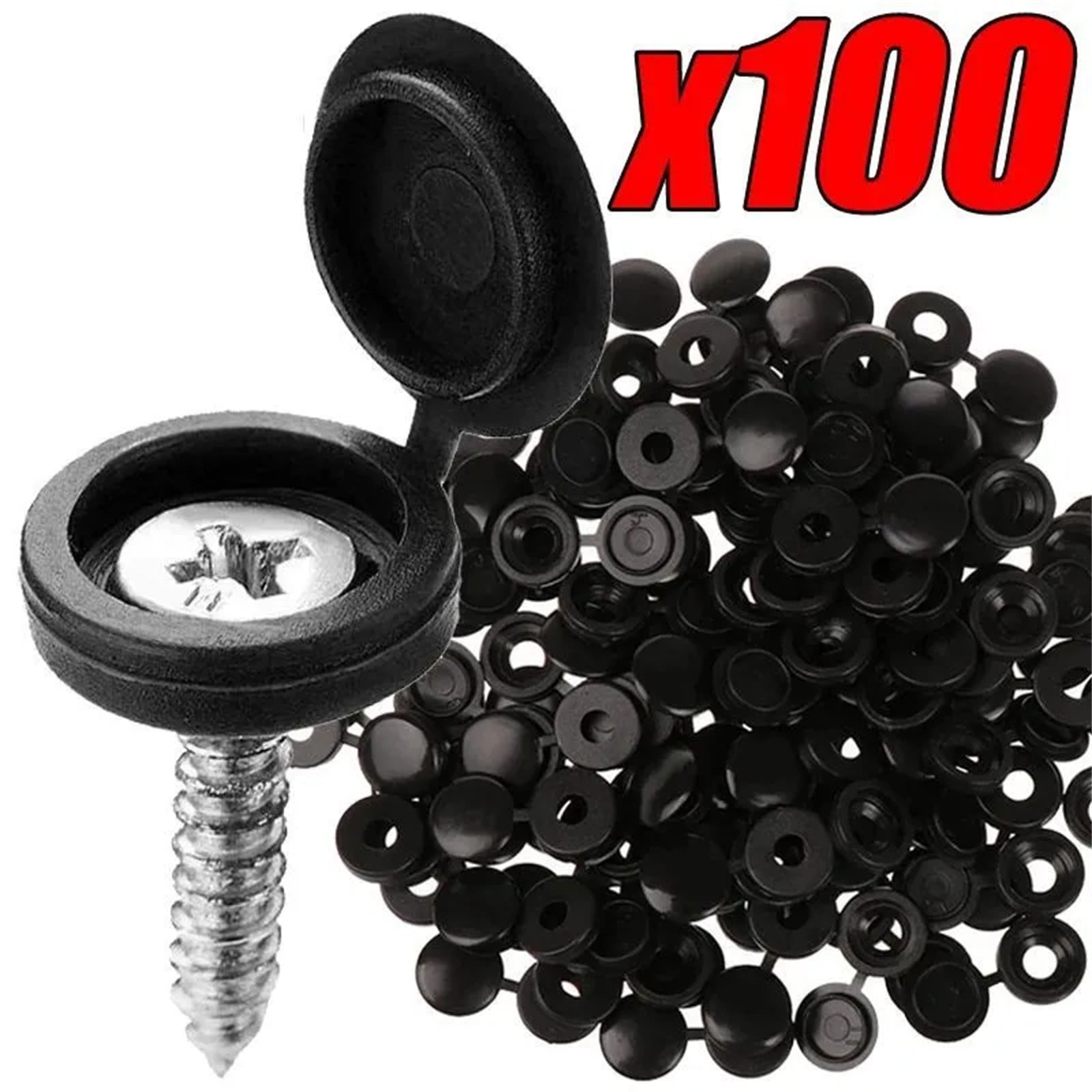 100Pcs Screw Cap Covers - Decorative Black Caps With Screws ...