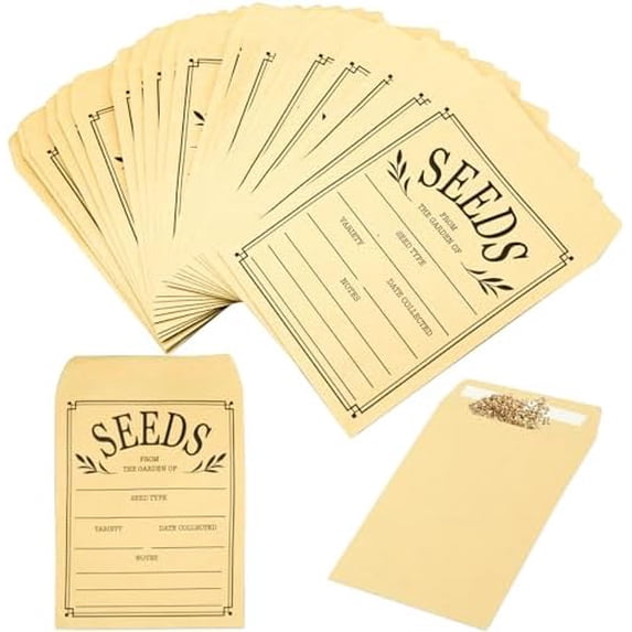 100Pcs Seed Envelopes, Seed Envelope Resealable Brown Paper Self ...