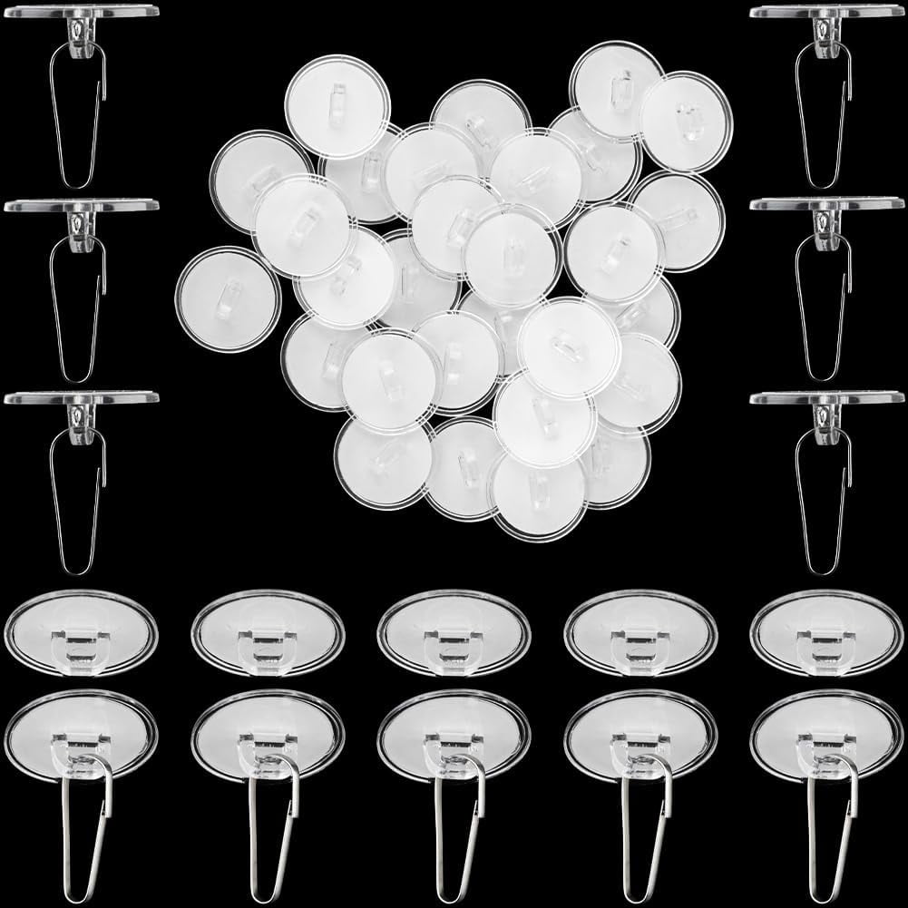 100Pcs Self-Adhesive Ceiling Hooks No- Ceiling Discs Clear Round for ...