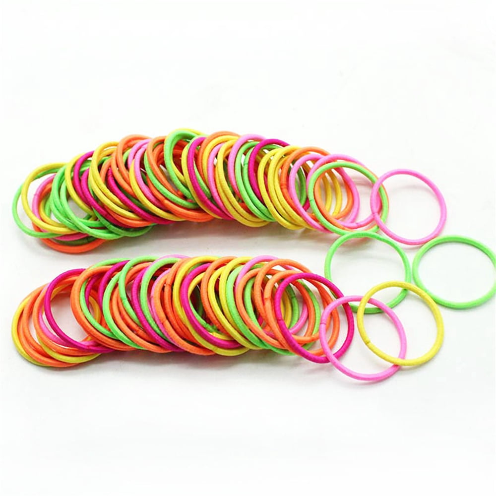 100Pcs/Set Candy Color Nylon Elastic Hair Ties Simple Kids Elastic ...