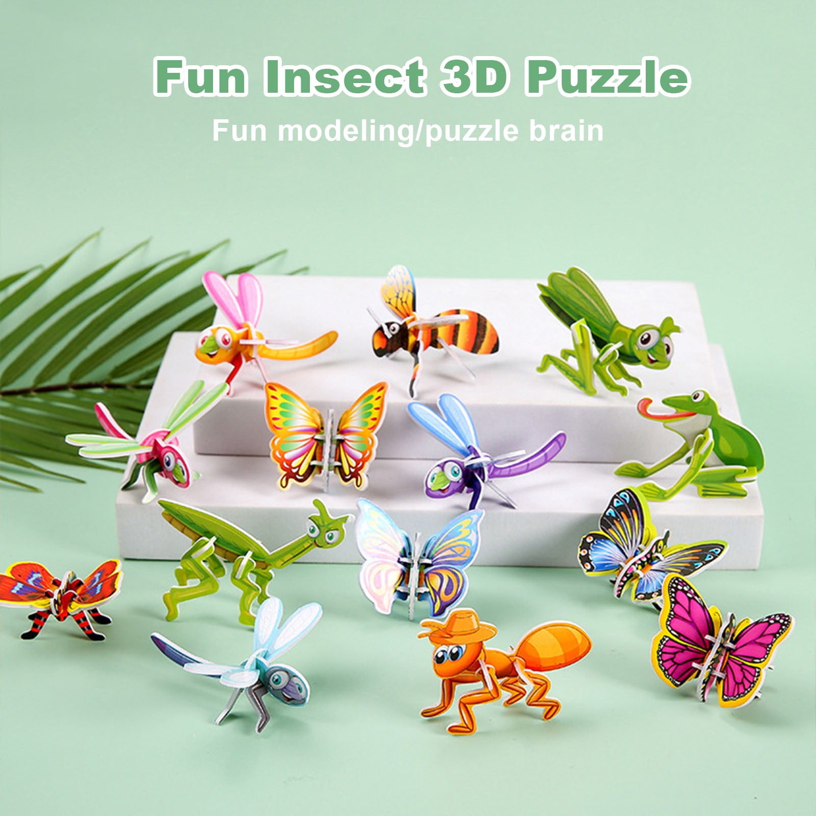 100Pcs/Set Kids 3D Puzzle Toy Number Animal Dinosaur Airplane Tank ...