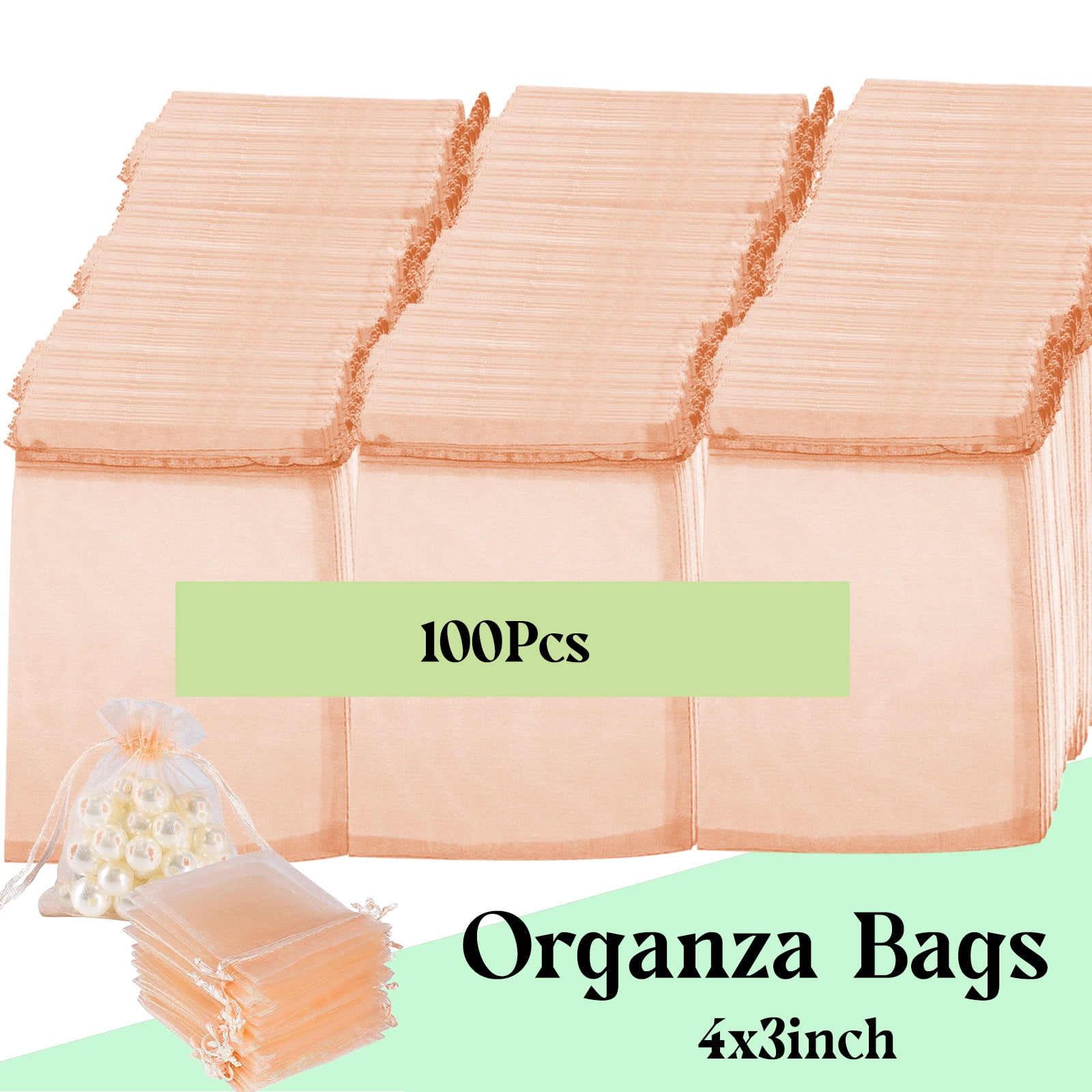 100Pcs Sheer Organza Gift Wrap Bags, 3x4inch Clear Tulle Fabric Mesh ...
