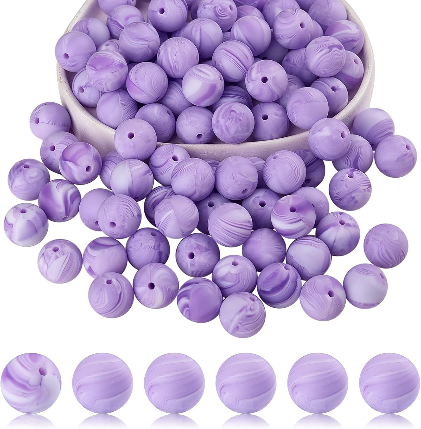 100Pcs Silicone Beads Round Rubber Bead 15MM Loose Spacer Beads for DIY ...