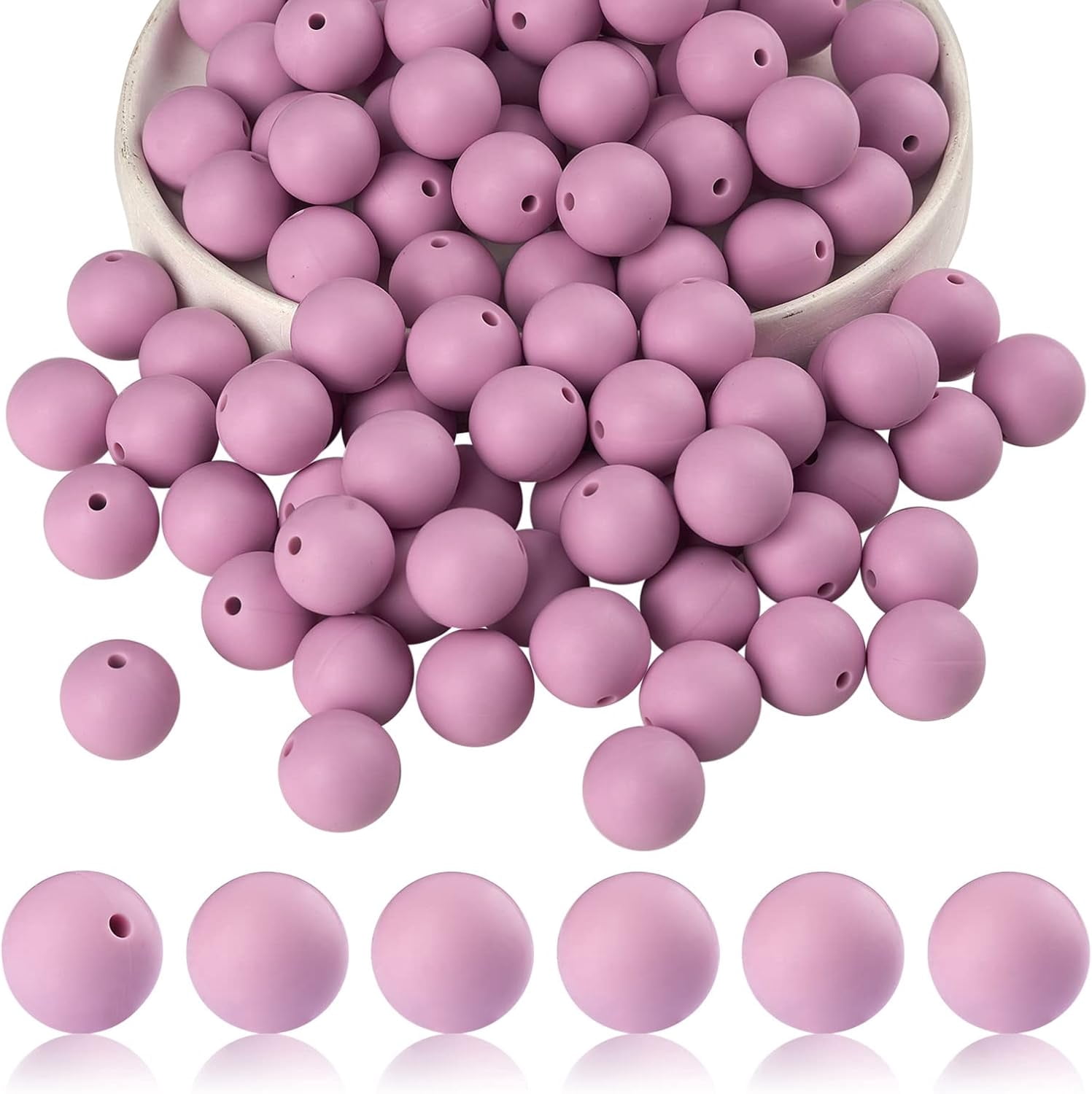 100Pcs Silicone Beads Round Rubber Bead 15MM Loose Spacer Beads for DIY ...