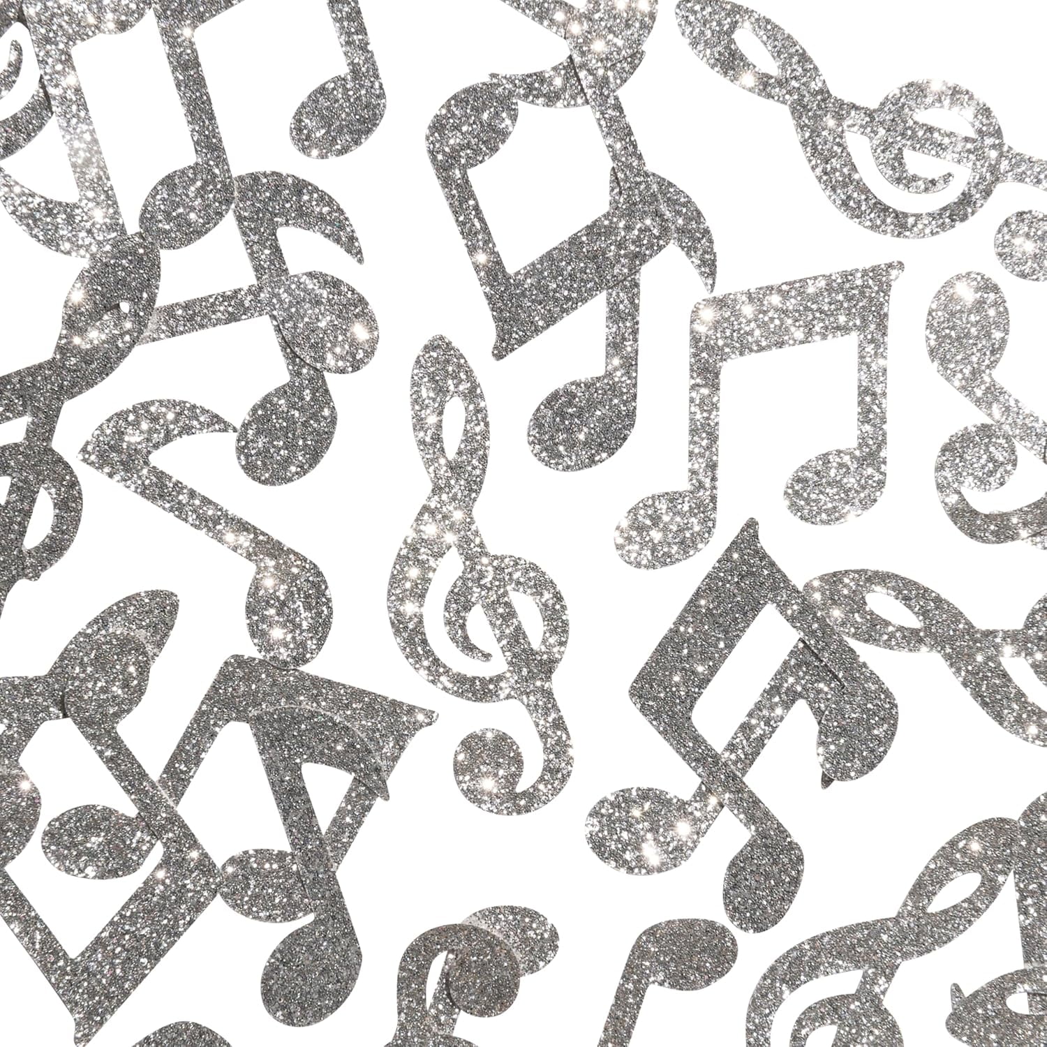 100Pcs Silver Glitter Music Note Confetti – Birthday Party Decor ...