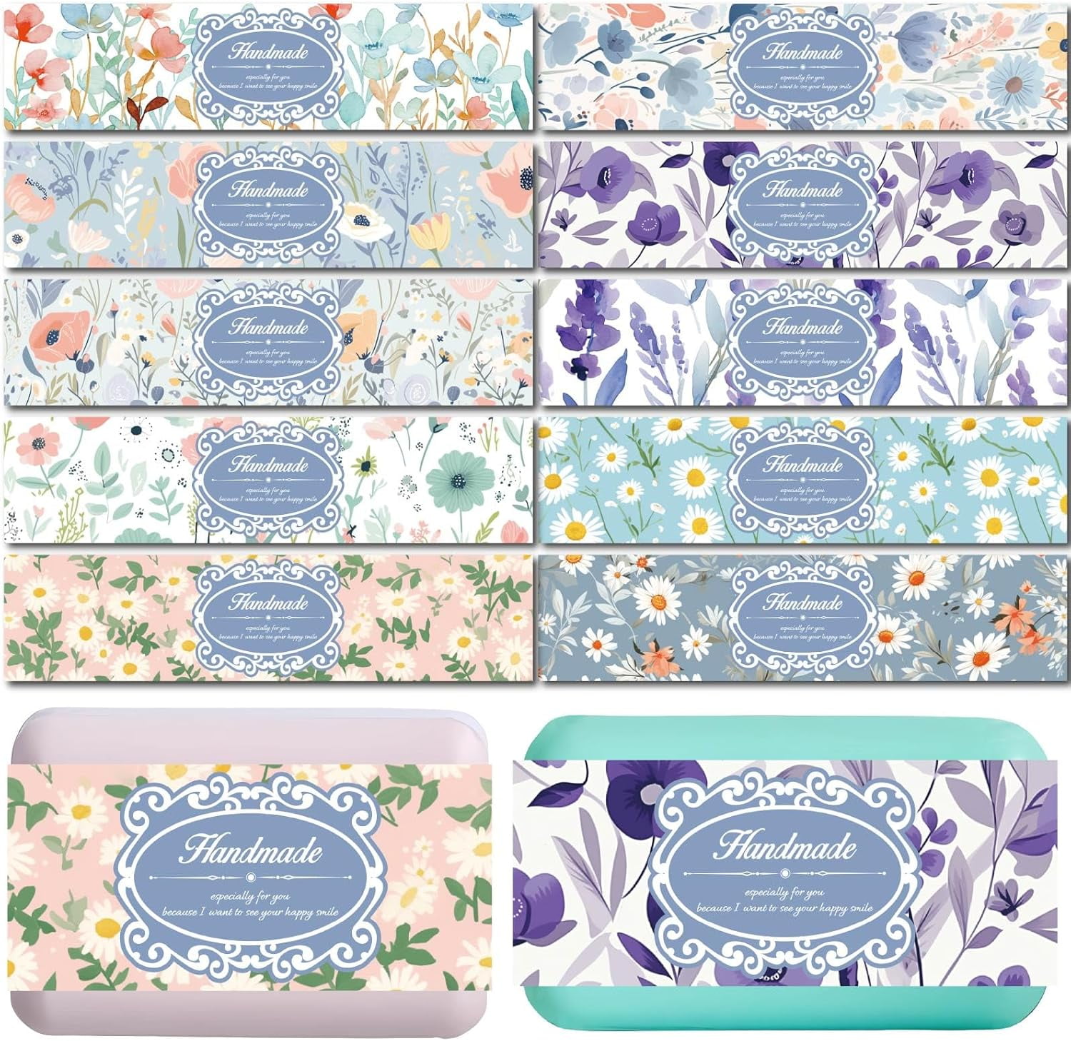 100Pcs Soap Wrapper Label 10 Styles Watercolor Botanical Art Soap Paper ...