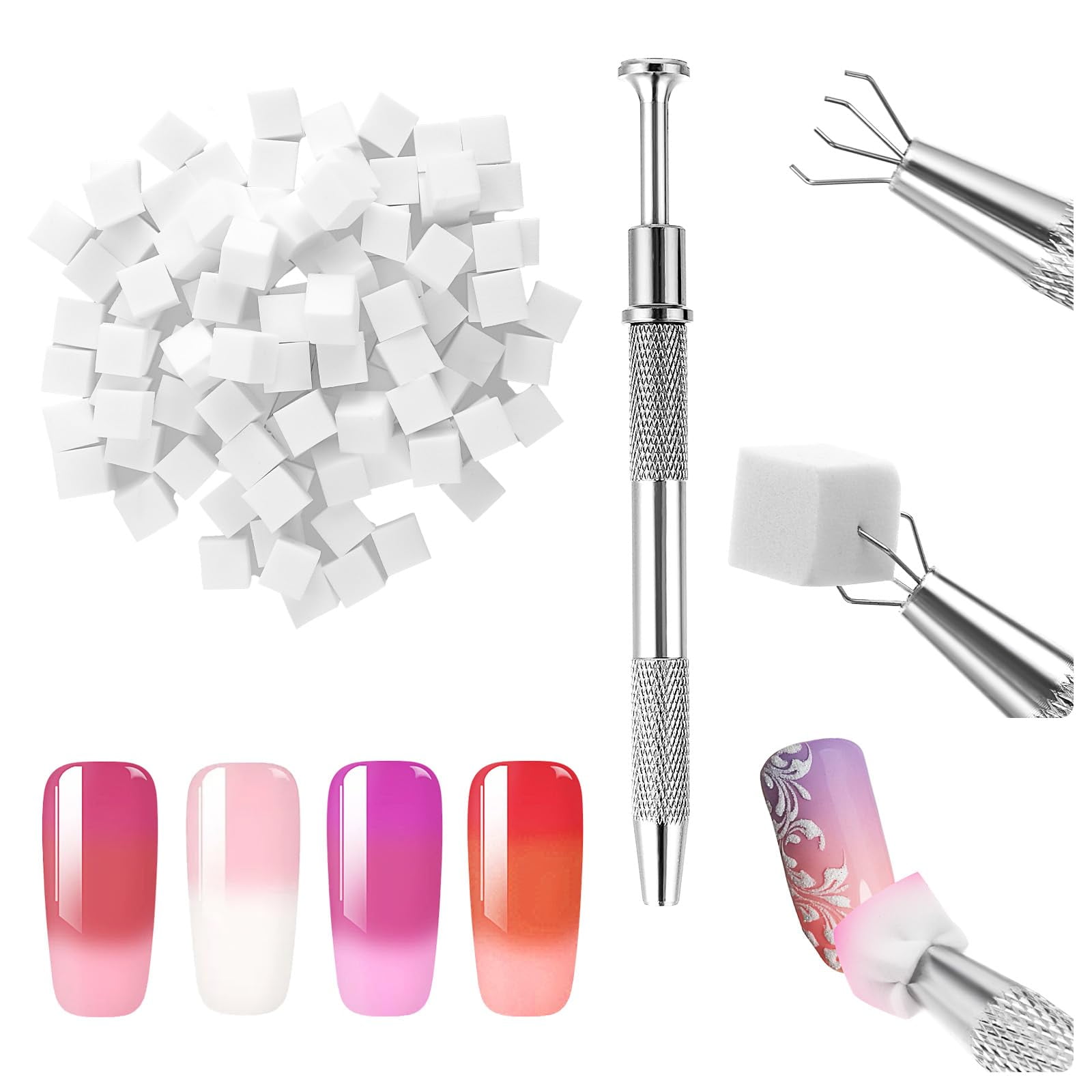 100Pcs Soft Nail Sponges OIF8 for Ombre, Nail Art Sponges With Grabbing ...