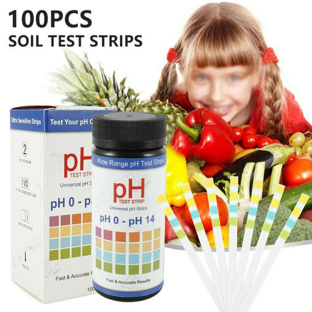 100Pcs Soil pH Tester Strips - Test Soil Acidity and Alkalinity of ...