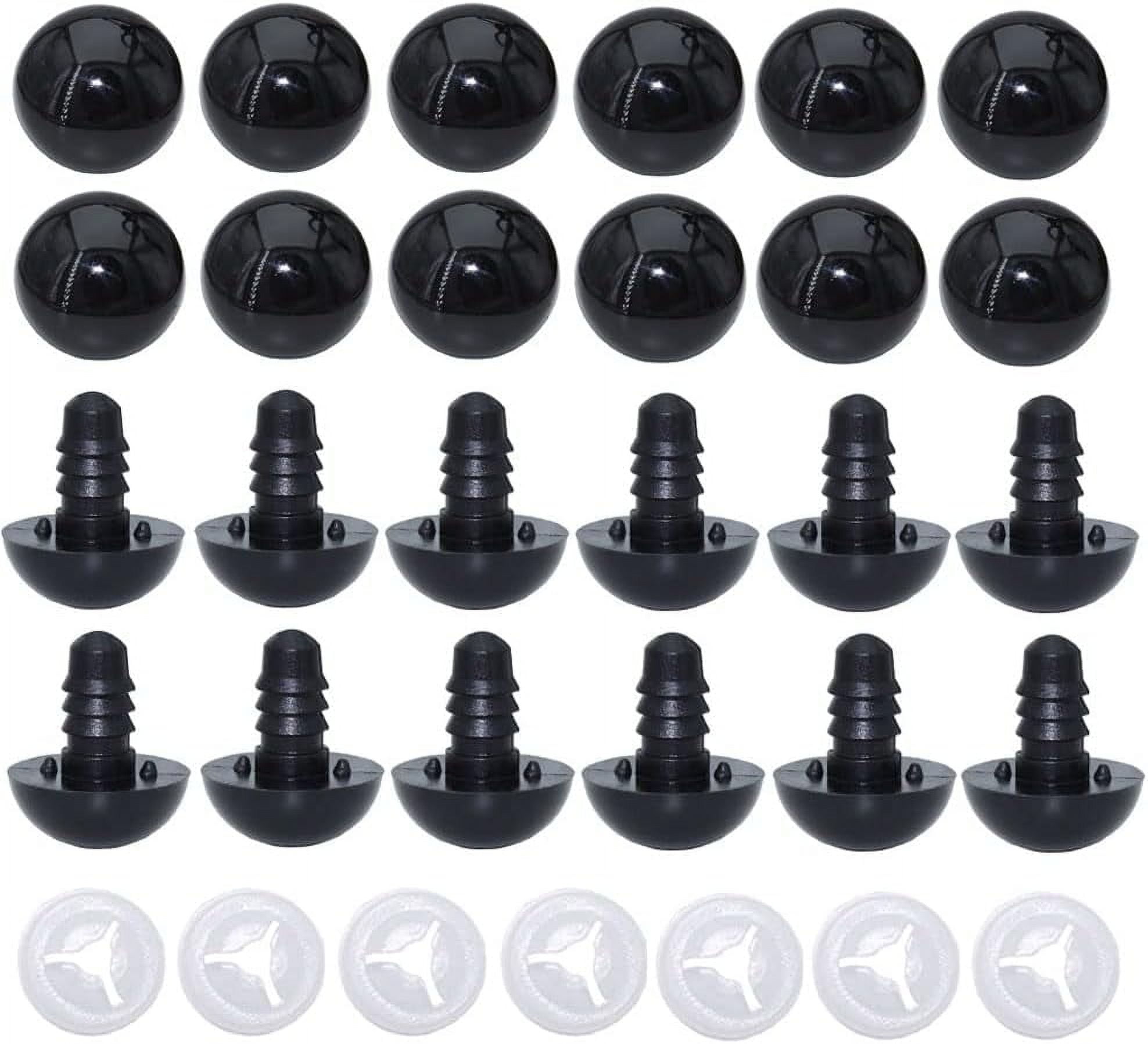 100Pcs Spiral Solid Black Plastic Safety Eyes with 100Pcs Washers ...
