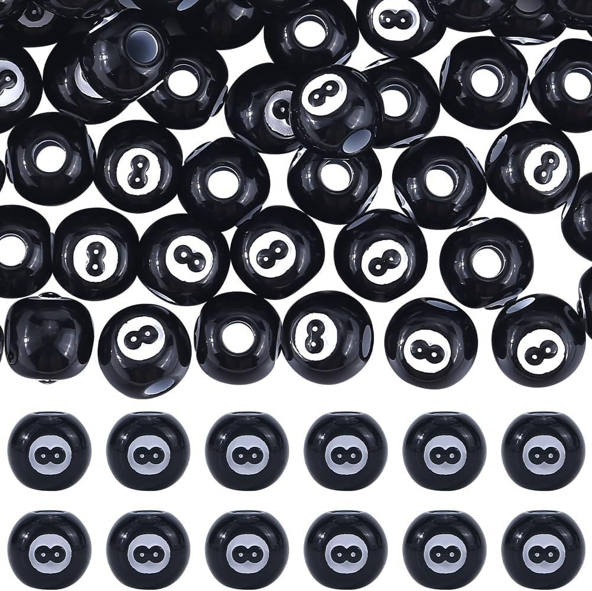 100Pcs Spray Painted Acrylic Beads Large Hole Beads Eight Ball Beads ...