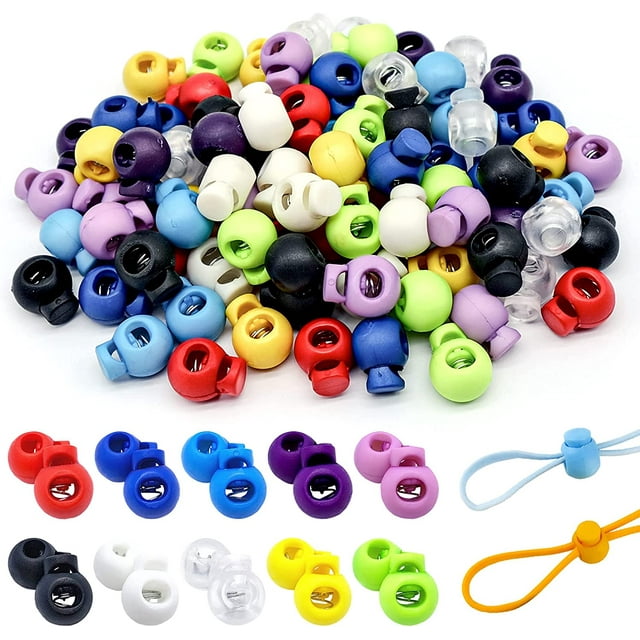 100Pcs Spring Cord Lock, Toggle Stoppers, Single Hole End Round ...