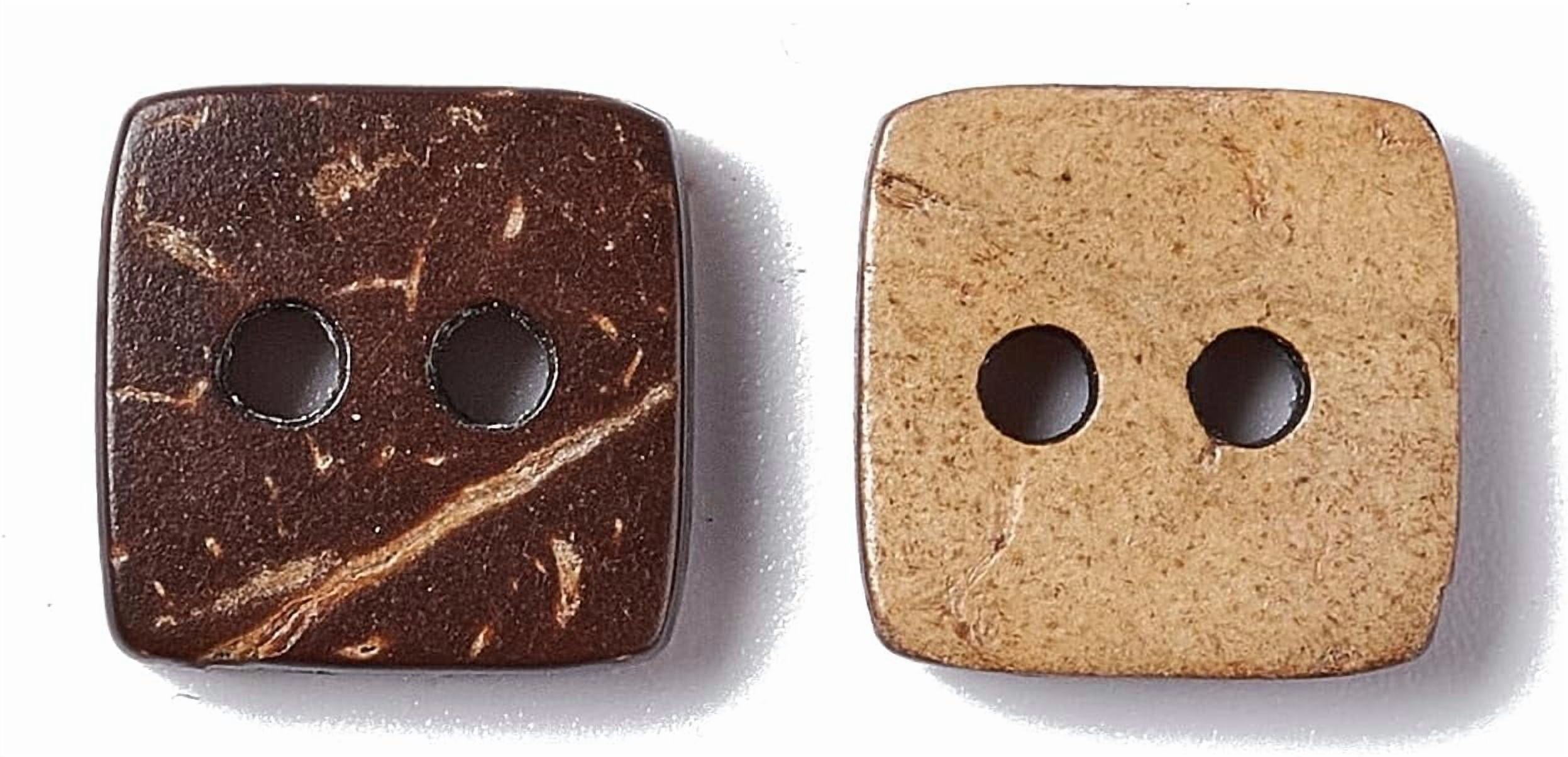 100Pcs Square Carved 2-Hole Basic Sewing Button Coconut Button 10mm ...