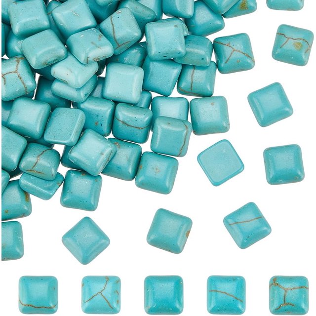 About 100Pcs Square Turquoise Cabochons Flat Back Gemstone Cabochons No ...