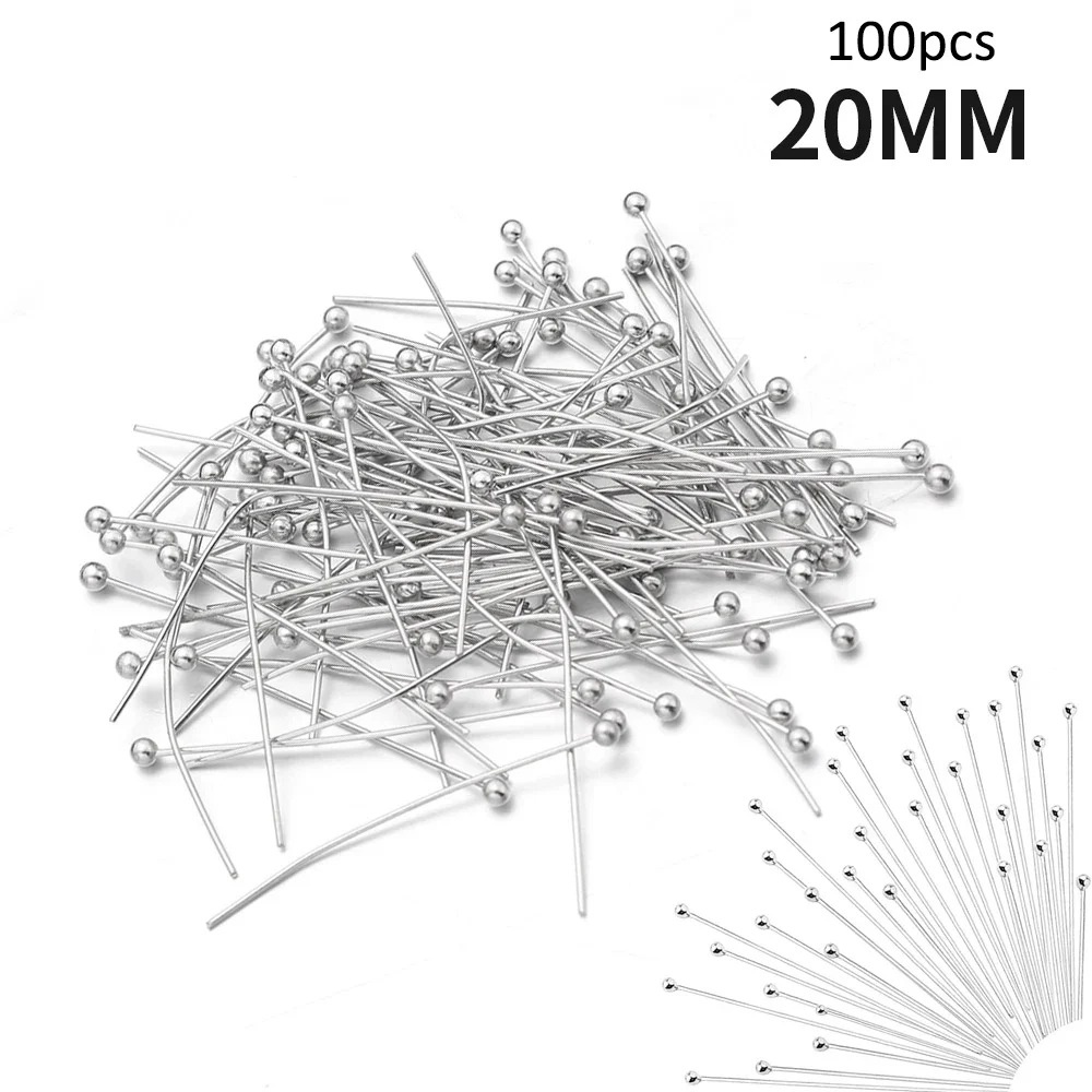 100Pcs Stainless Steel Ball Pins Silver Gold Plated Head Pin for Beads ...