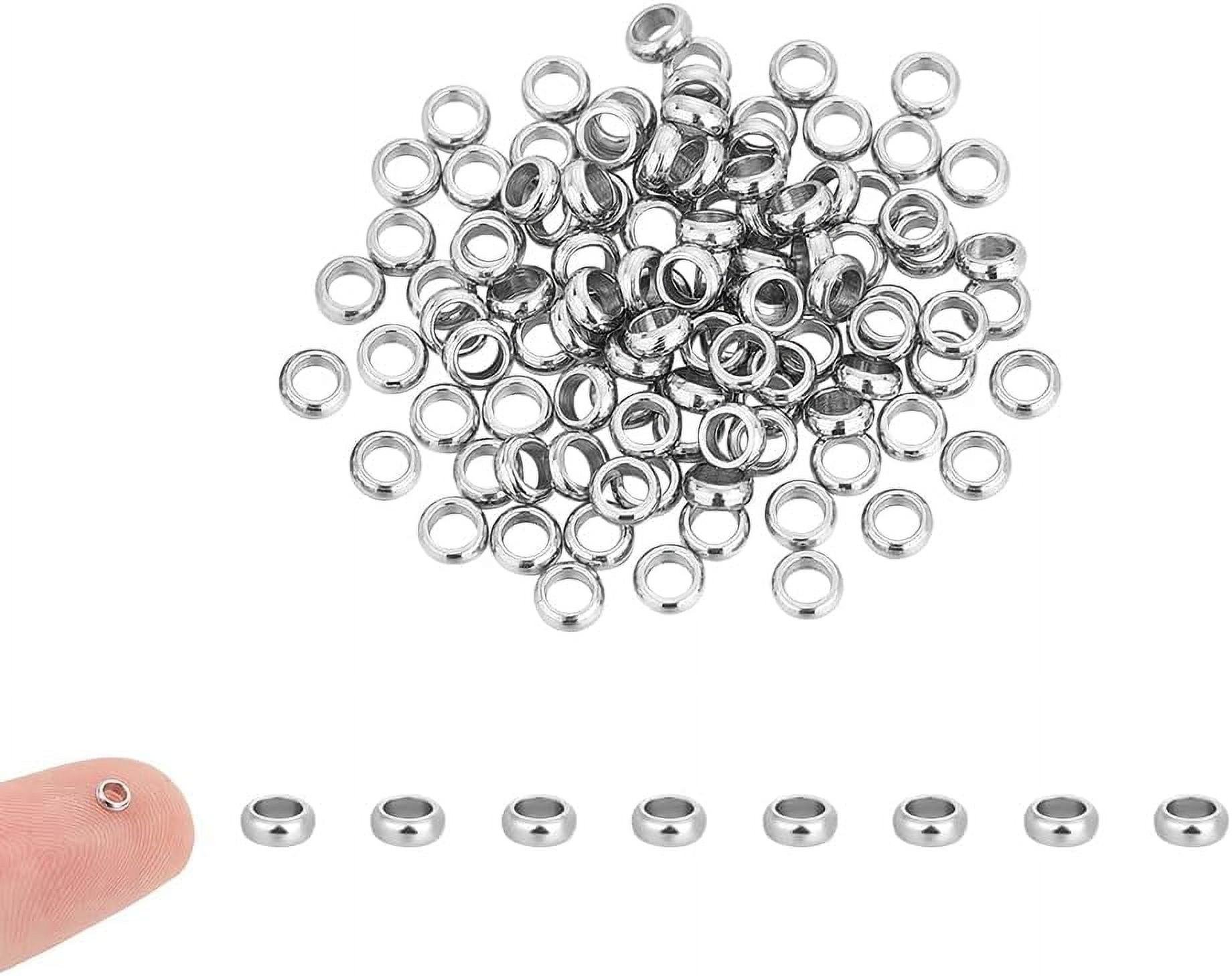 100Pcs Stainless Steel Beads Spacer Beads 3mm Rondelle Beads Loose ...