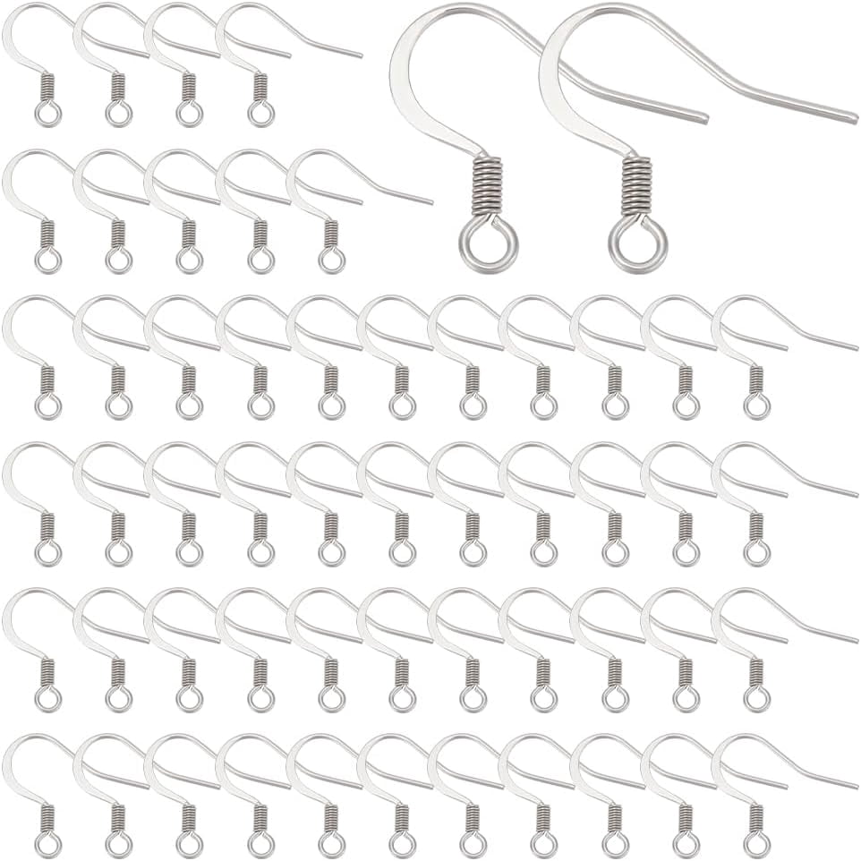 100Pcs Stainless Steel Earrings Hooks Metal French Earring Hook Flat ...