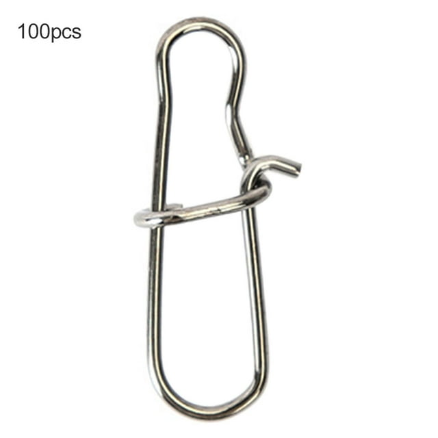 100Pcs Stainless Steel Snap Hooks Fishing Barrel Swivel Safety Lure ...