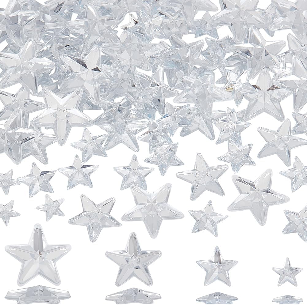 100Pcs Star Acrylic Clear Rhinestone Small Five Point Stars Cabochons ...