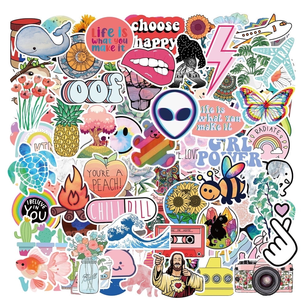 ZYuoo Waterproof Sticker Pack 100 Pcs Cute Cartoon Graffiti DIY for ...