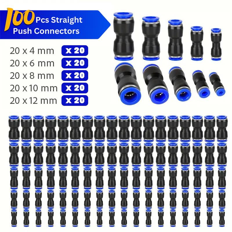 100Pcs Straight Push Pneumatic Connectors, Brass Material Brass Color ...