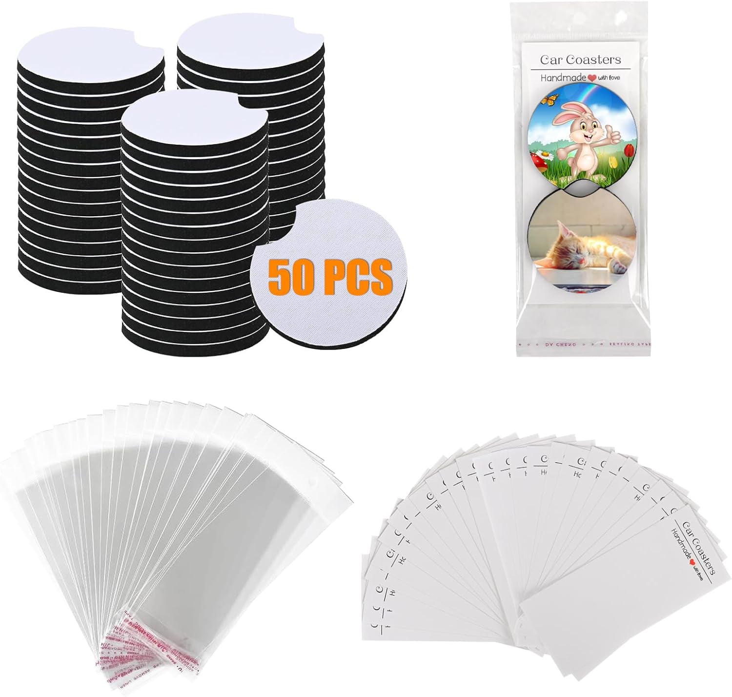 100Pcs Sublimation Car Coasters Blanks Set, 50 Pcs 2.75/0.25 in ...